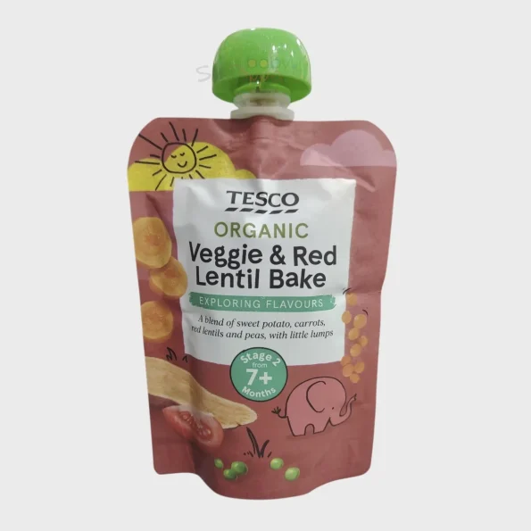 Tesco Organic Veggie & Red Lentil Bake 7m+ 130g - BabyShoppers